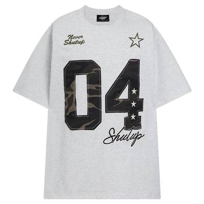 404MOB迷彩贴布重工刺绣短袖T恤