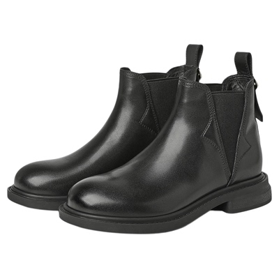 星期六真皮复古风棕色低跟切尔西