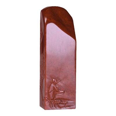 寿山芙蓉石薄意山居即景 手工篆刻成品章定制石料1.7x2.3x7.6cm