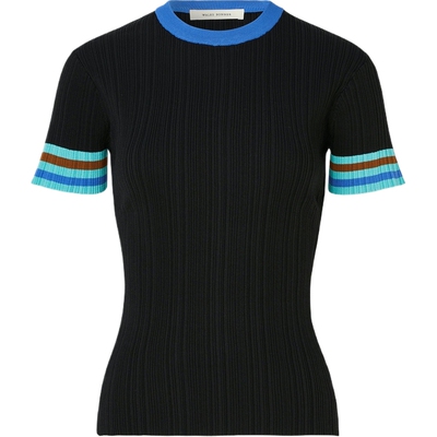 Wales Bonner 春夏女条纹罗纹弹力撞色针织上衣