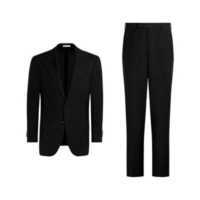 奥莱SUITSUPPLY夏西服经典黑色亚麻宽松慵懒男士西装套装商务正装