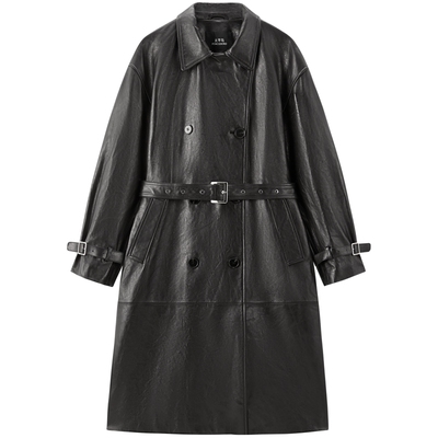 【商场同款】太平鸟城市恋人真皮皮衣摩登风衣式外套女A1BDF4228*