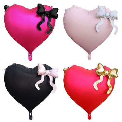 七夕爱心蝴蝶结铝膜气球装饰用品