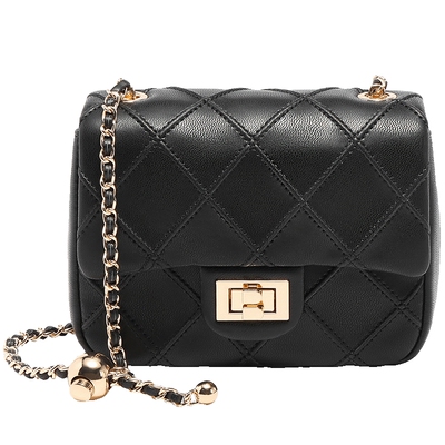 百丽包包女夏款商场同款小香风菱格华夫饼单肩斜挎绗缝包X7307BX5