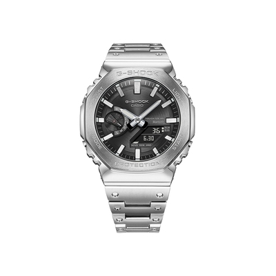 卡西欧银灰全金属八角手表