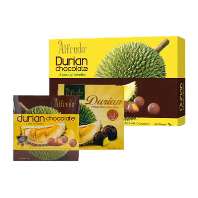 【自营】马来西亚榴莲巧克力爱芙Alfredo进口夹心冻干牛奶巧克力