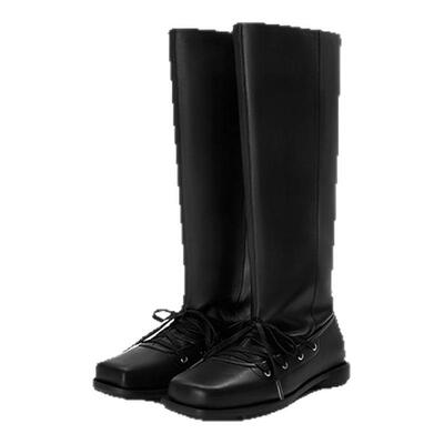 CHOCO CONCERT设计鞋履丨25AW圆方不对称芭蕾高筒靴厚底长靴秋冬