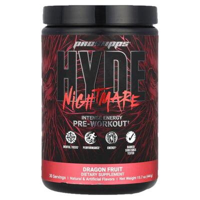 ProSupps,Hyde® Nightmare，优效能量锻炼前配方，火龙果味，15.7