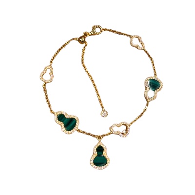 S925银镀金转运孔雀石葫芦手链女