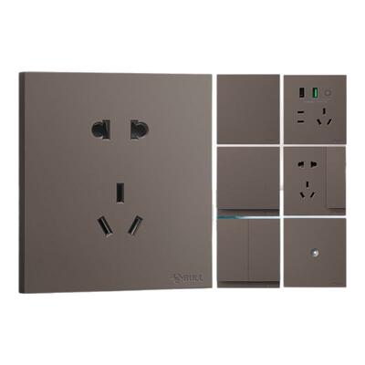 公牛墙壁插座大师开关插座面板空调16A五孔10A暗装多孔G27地毯棕