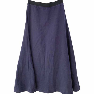 百搭藏蓝色复古风拼接a字半身裙