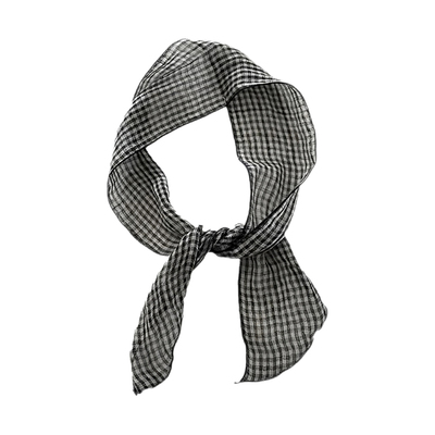 复古文艺亚麻格纹小丝巾