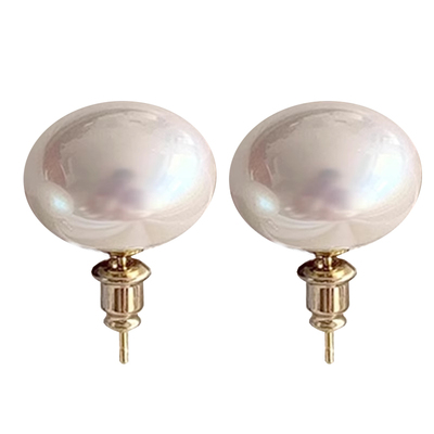 赵露思同款馒头炫光扁圆珍珠耳钉