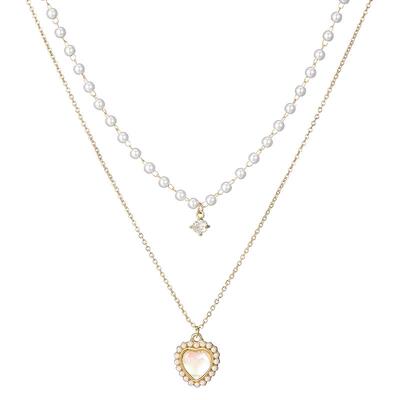 VOYAGE双层爱心珍珠甜酷项链小众