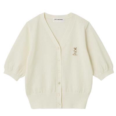 LILYBROWNV领格纹短袖针织开衫