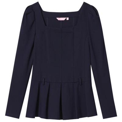 SALT.P可颜2024年秋季新款复古风方领长袖上衣女设计感波浪边衬衫