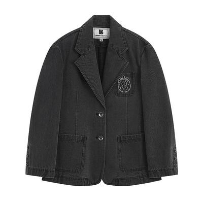 美式复古牛仔西服外套套装休闲