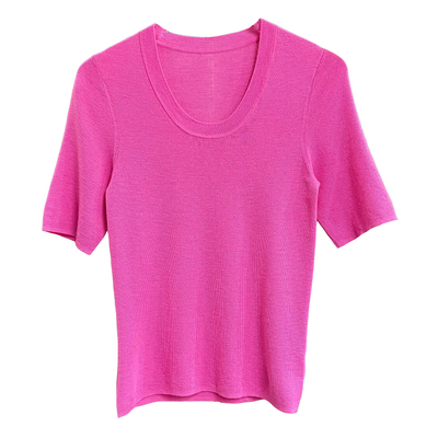 美利奴羊毛圆领短袖针织短T恤