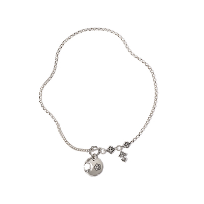 原创中世纪手工做旧纯银锁骨链