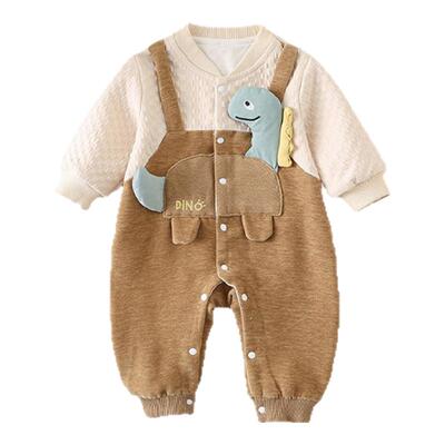 春秋新款童装男女童卡通恐龙爬服