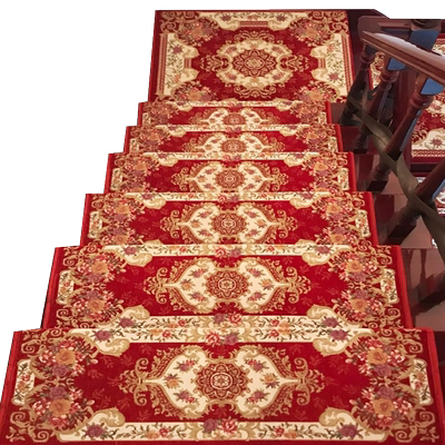 免胶自粘踏步实木楼梯满铺地毯