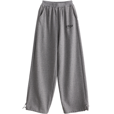 诺诺公主S1N 女大童直筒休闲裤春秋装青少年拖地长裤针织印花裤子