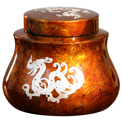 斑锡龙锡罐大漆大师作品