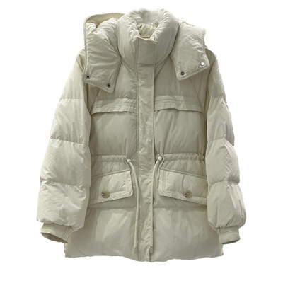 韩版中长款连帽姐妹款羽绒服女