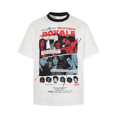 美式复古摇滚印花宽松短袖T恤男