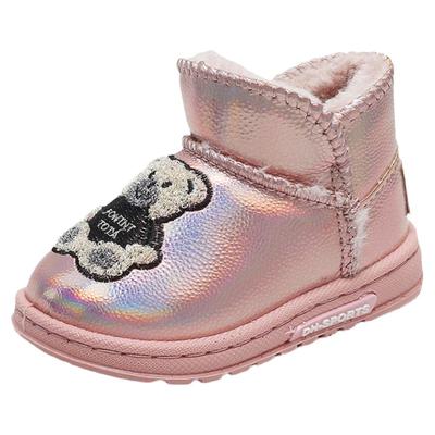 冬季时尚新款儿童卡通皮面雪地靴