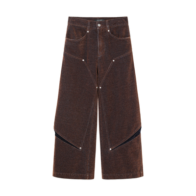 芸蚁〔哑牛〕特殊植绒斑驳流光肌理立体飞天撞色贴袋牛仔裤