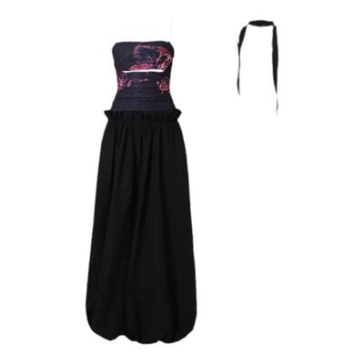 新中式花卉印花拼接连衣裙