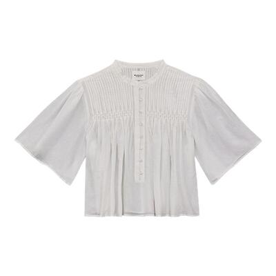 MARANT ETOILE2025 DESTINY风琴褶圆领中袖纯色上衣女