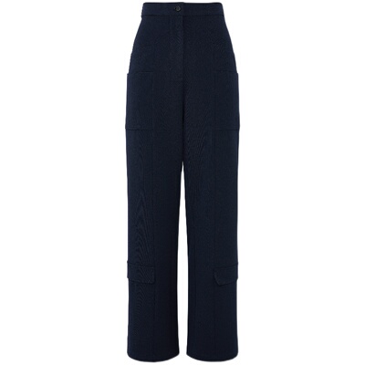 ChicChick时髦小鸡vol19皇家蓝设计感工装口袋宽松直筒休闲西装裤