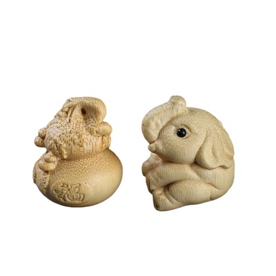 实心竹手工雕刻葫芦文玩把件茶宠