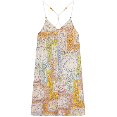 今屿花花漏背吊带连衣裙女