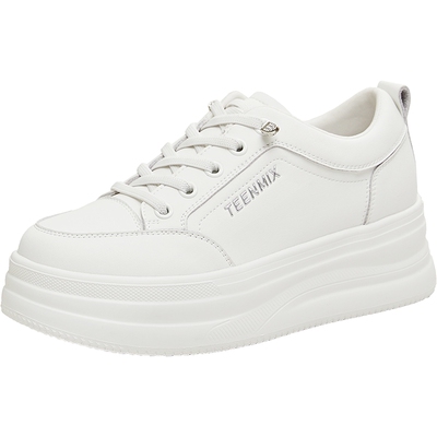 天美意小个子厚底增高小白鞋运动板鞋女休闲鞋2026春新款BM561AM6