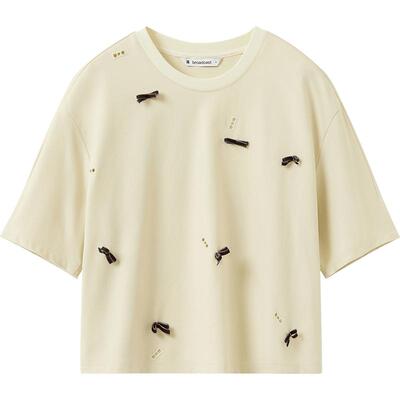 播蝴蝶结短袖T恤女早秋休闲宽松洋气减龄上衣DDS3YD5053