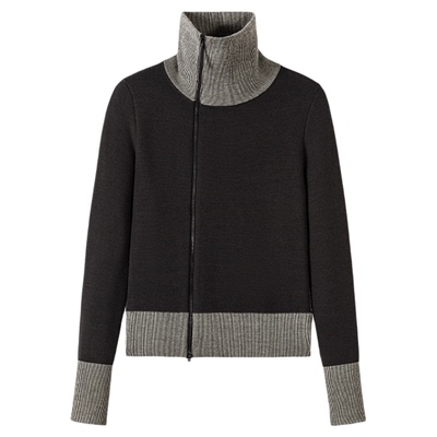 INNERLAND斜开拉链高领修身毛衣