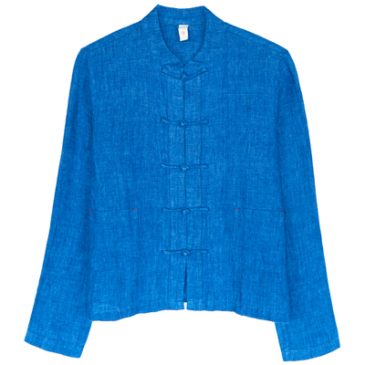 古石后直筒显瘦中式长袖对襟开衫