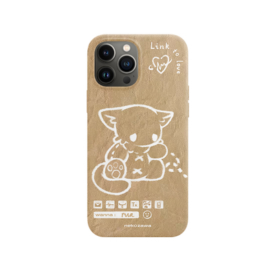 猫泽之岛原创emo牛皮苹果手机壳
