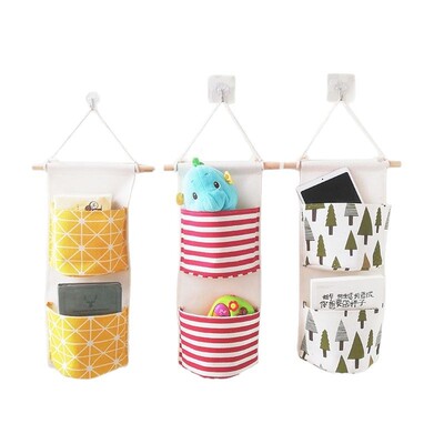 帆布墙壁卫生间两兜门后收纳挂袋