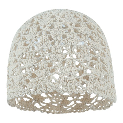 单层手工钩花包头帽镂空旅游帽子