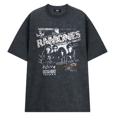 404MO立体钉珠朋克潮牌短袖T恤