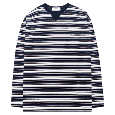 ETHOR女士休闲条纹刺绣T恤上衣秋