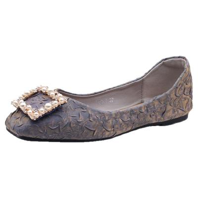 秋季新款方头软底孕妇伴娘女鞋