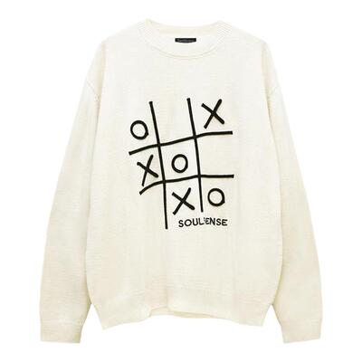 soulsense潮牌游戏白色毛针织衫