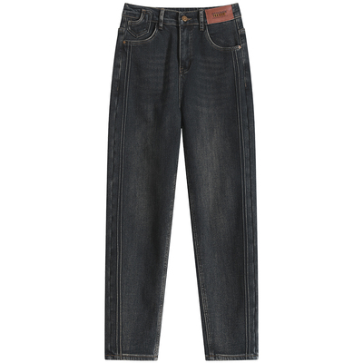 加绒哈伦牛仔裤长裤厚棉弹冬季