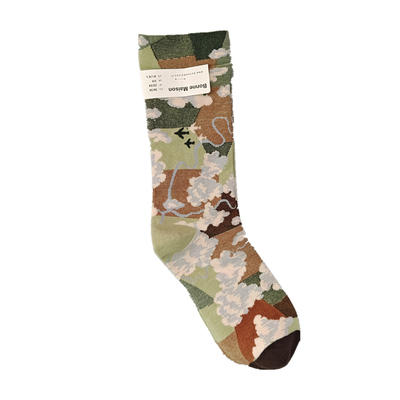 新品BM法国小众潮牌油画印花中筒袜女文艺复古彩色棉袜个性袜子