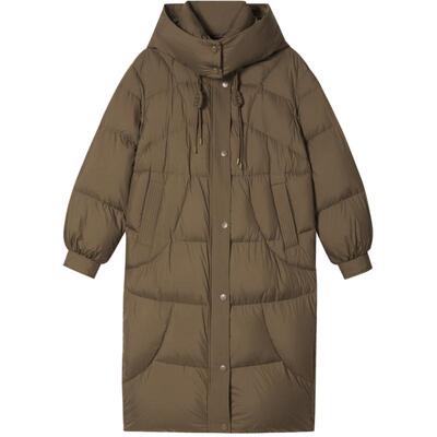 SALT.P可颜高克重白鸭绒宽松长款休闲连帽羽绒服冬